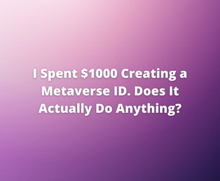 I Spent $1000 Creating a Metaverse ID. Does It Actually Do Anything ...