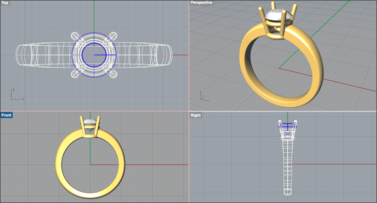 Engagement Ring Tutorials Part 5: Combining the Ring Shank and Basket ...