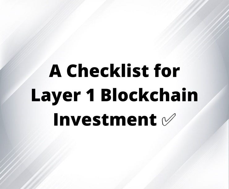 A Checklist for Layer 1 Blockchain Investment | by Tascha Labs | Medium