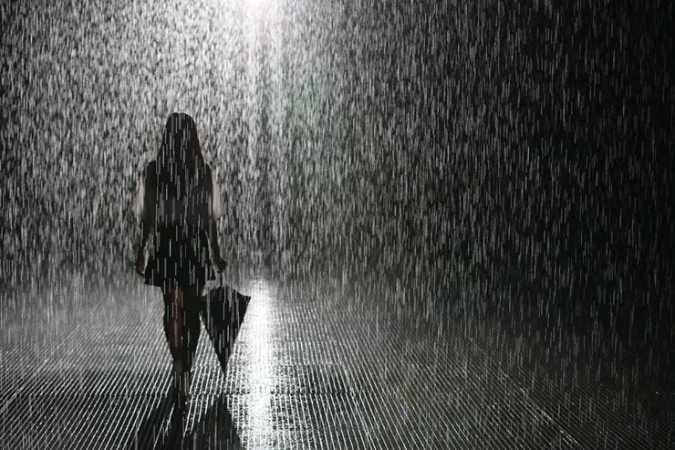 Sad Girl Walking In The Rain