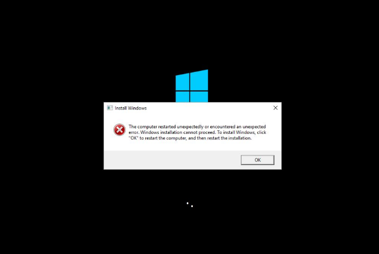 The Computer restarted unexpectedly, Windows installation cannot ...