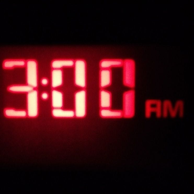 The clock tunes 3:00am. Swollen eyes, sleepless nights | by Alisha | Medium