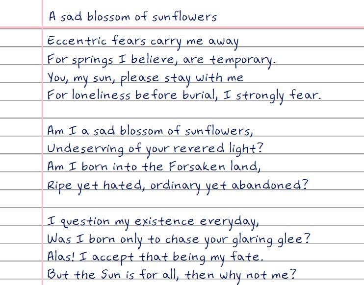 A Sad Blossom of Sunflowers - Paper Poetry - Medium