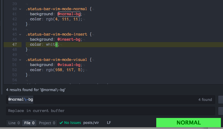 Powerline status bar and cursor styling for Atom vim-mode | by Chris Sattinger | Medium