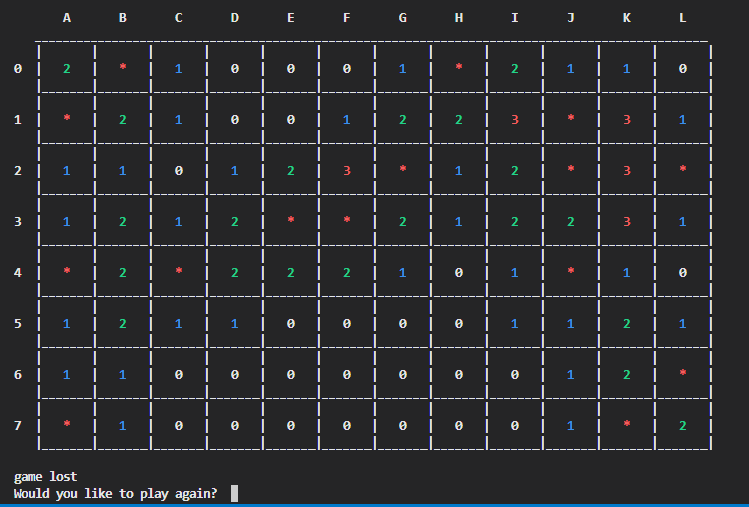 Minesweeper in terminal - Brody Keane - Medium