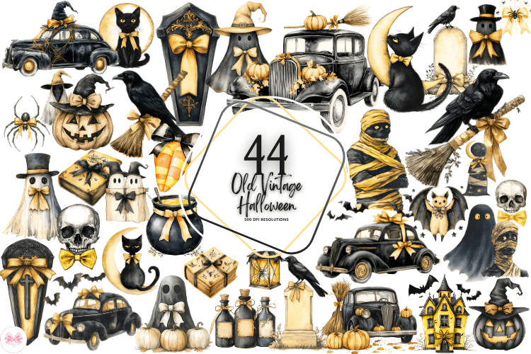 Watercolor Old Vintage Halloween Clipart Free | by Whimsywaves | Aug ...