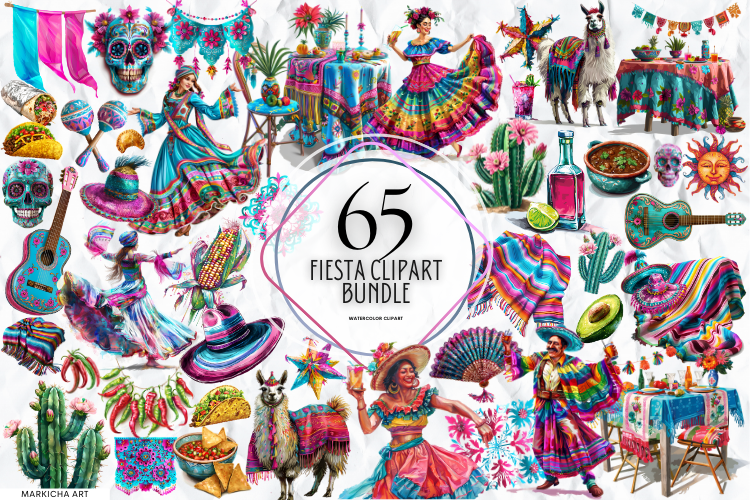 Beautiful Fiesta Clipart (Printable Illustrations) | by Craftycarla ...
