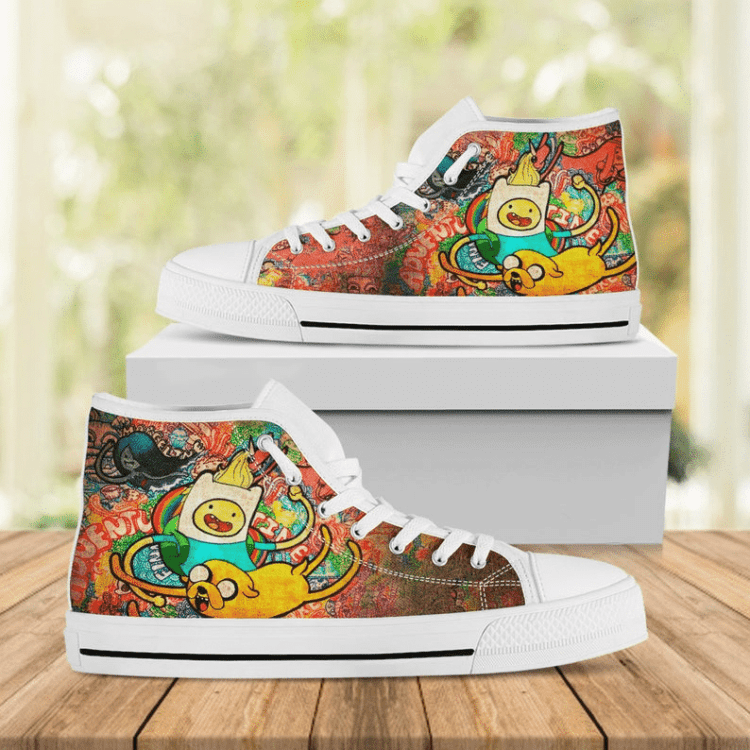 Adventure Time Cartoon Custom Movie Shoes Finn Custom Shoes High Top ...