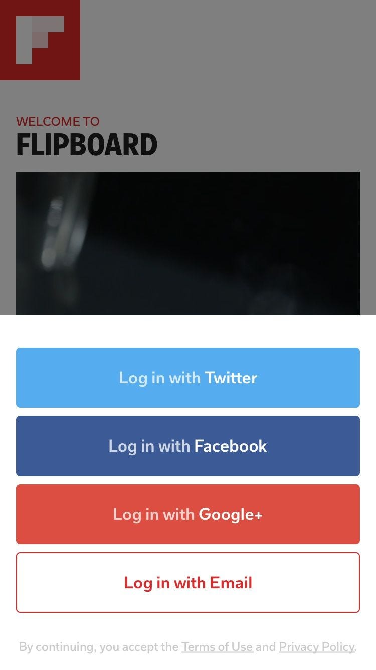 Facebook App Login Screen