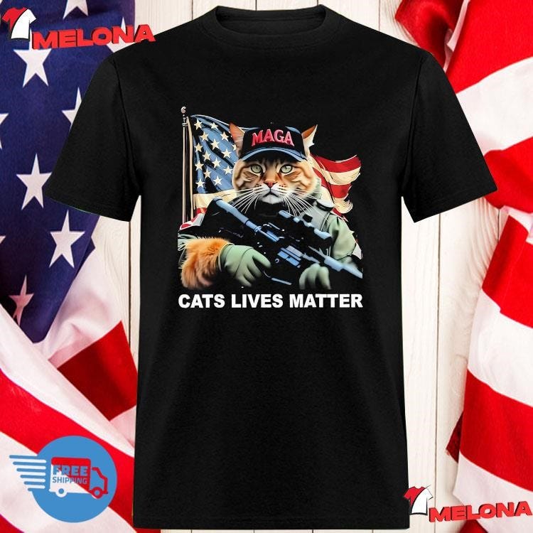 Official Cats Lives Matter Funny Trump 2024 Cat Maga Cat Soldier T ...