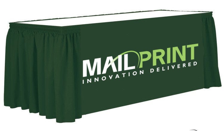 Custom Printed Table Skirt Shirred Pleat — Front Panel Print - Premier ...