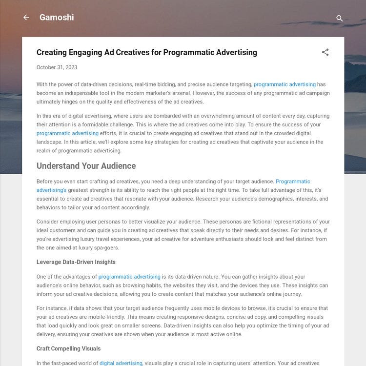 Creating Engaging Ad Creatives for Programmatic Advertising - Gamoshi ...