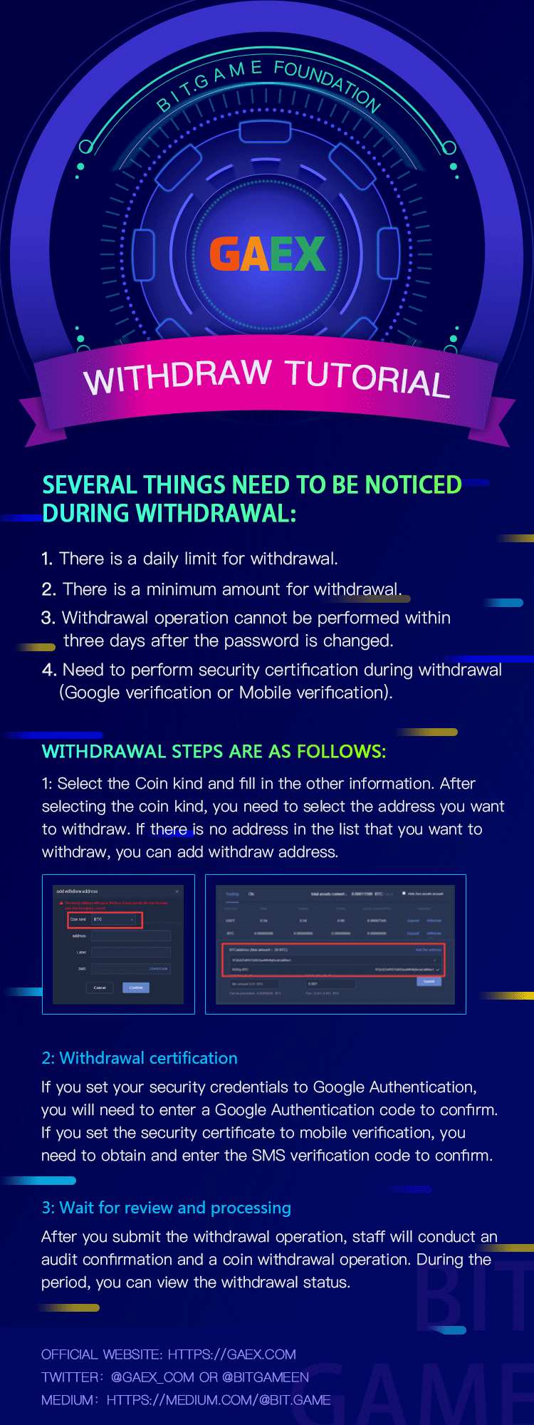 WITHDRAW TUTORIAL IN GAEX.COM. GAEX Global: https://t.me/GAEX_com | by GAEX.COM | Medium
