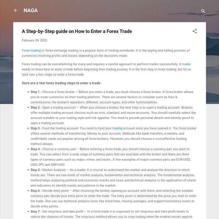 A Step-by-Step guide on How to Enter a Forex Trade - NAGA - Medium