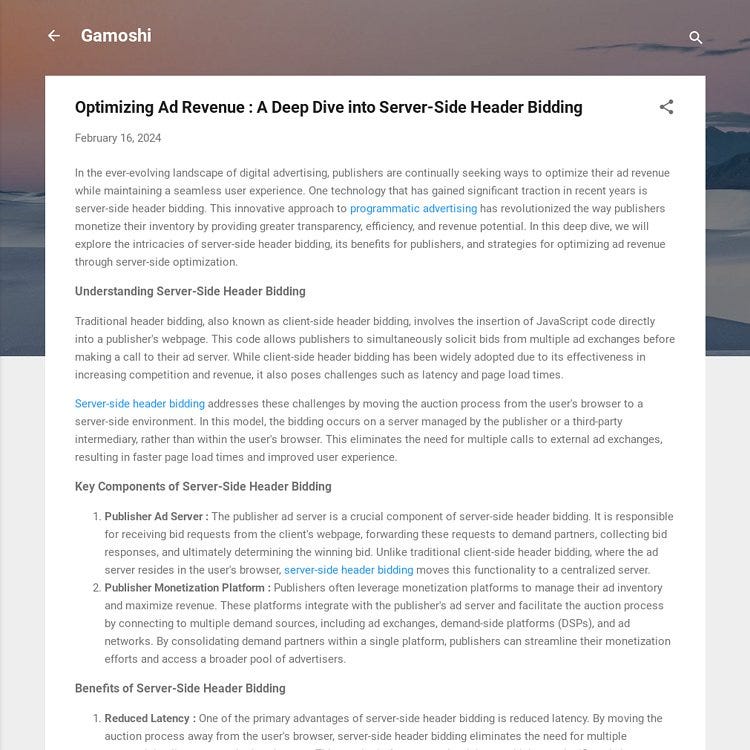 Optimizing Ad Revenue : A Deep Dive into Server-Side Header Bidding ...