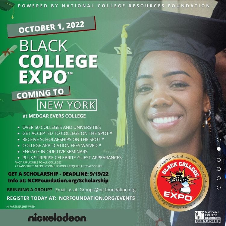 Black College Expo NYC — 10/1 and Scholarship Contest Submission due 9/ ...