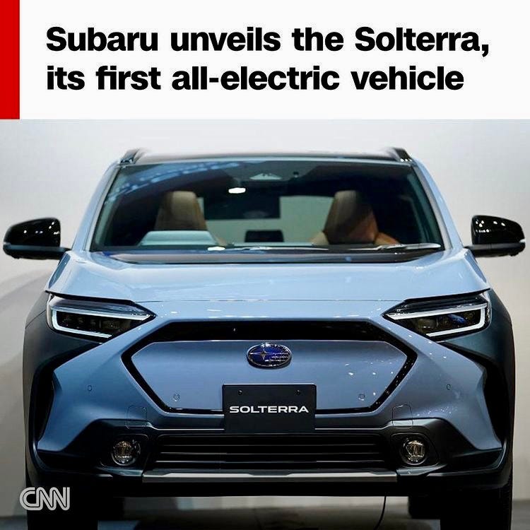 According to #CNN #Subaru has unveiled its first #all-electric vehicle ...