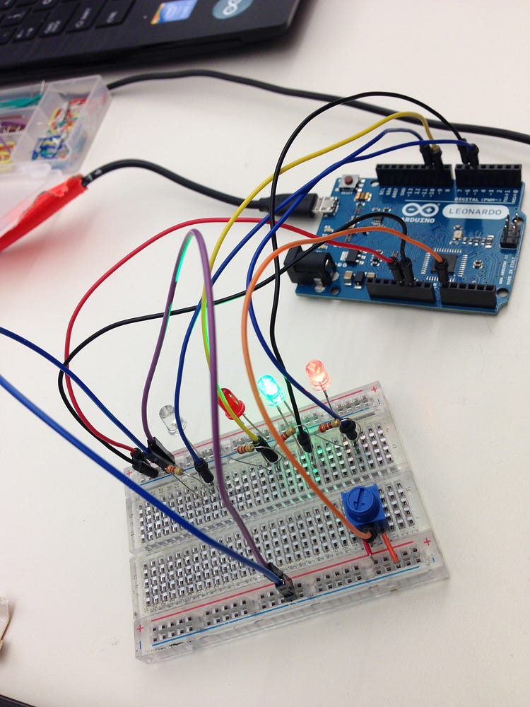 Arduino with Potentiometer. In class, we worked on LED lights with ...