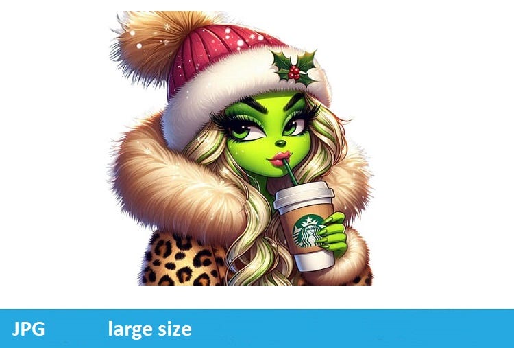 Beautiful Grinch girl jpeg image Cartoon Digital File - Jniemerka - Medium