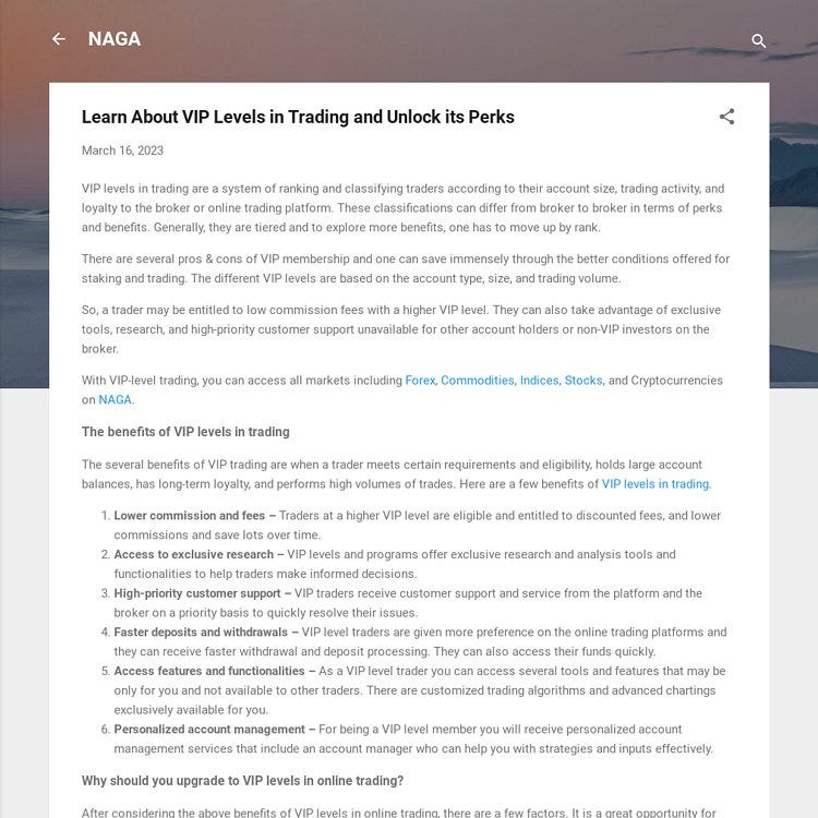 Learn About VIP Levels in Trading and Unlock its Perks - NAGA - Medium