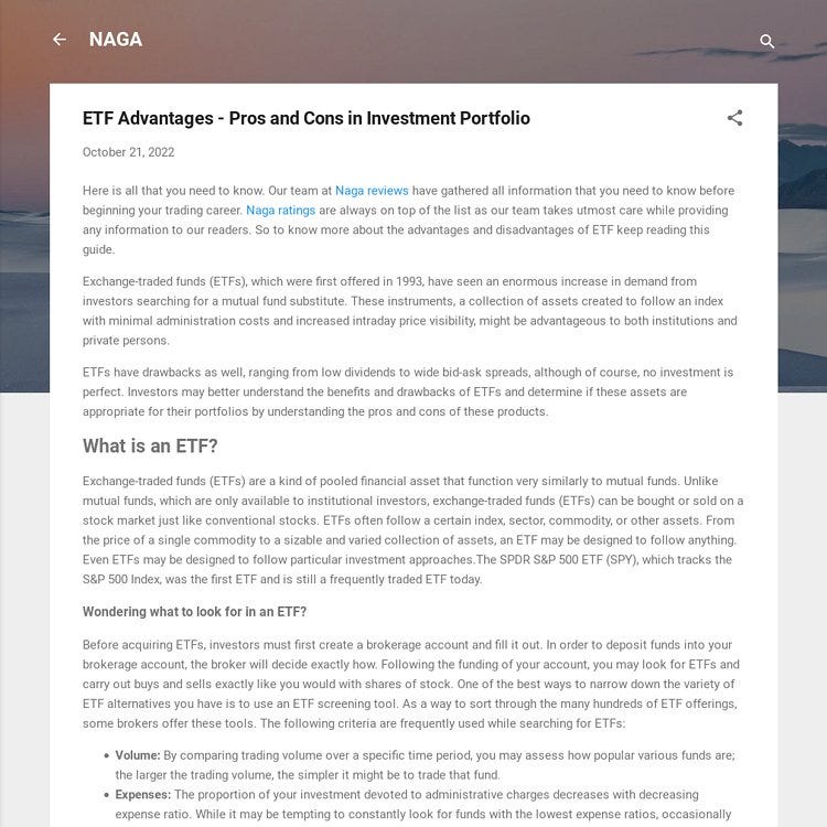 ETF Advantages — Pros and Cons in Investment Portfolio | by NAGA | Medium