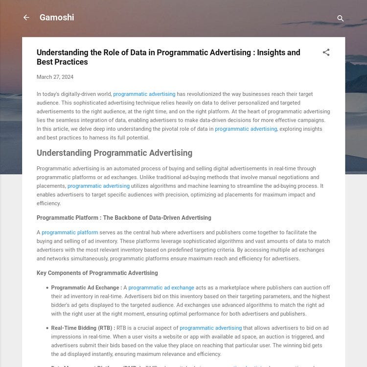 Understanding the Role of Data in Programmatic Advertising : Insights and Best Practices ...
