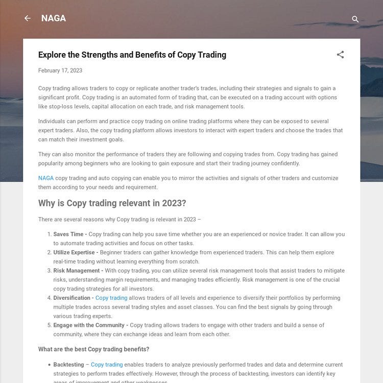 Explore the Strengths and Benefits of Copy Trading - NAGA - Medium