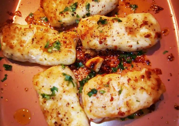 Perfect Garlic buttered Prime Hake medallions - Abhasatia - Medium