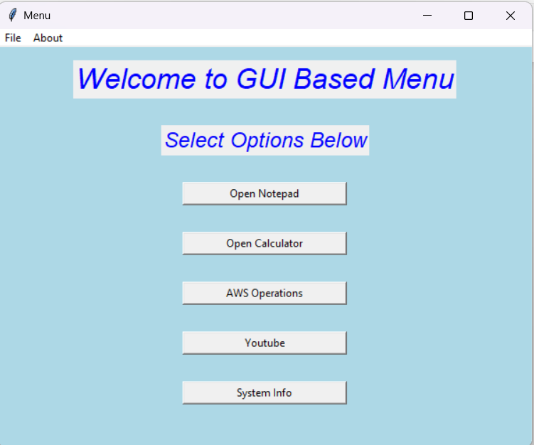 Building a GUI-Based Menu Application with some Operations | by Sagar ...