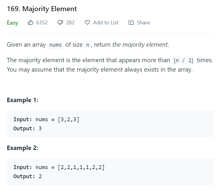 Leetcode 169 Majority Element 用Moore Voting實作 - 林天行 - Medium Leetcode 169 Majority Element 用Moore Voting實作 - 林天行 - Medium