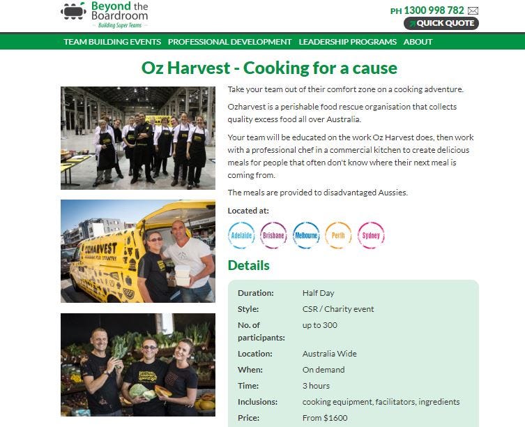 CSR / Charity event | Oz Harvest — Cooking for a cause | Team Building ...