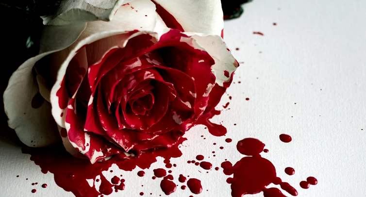 Red roses are just white roses. Tainted by the blood that covers them ...