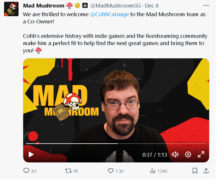 CohhCarnage Partners with Gaming Publisher Mad Mushroom | by Joel ...