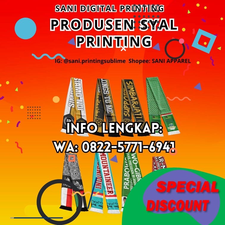 PREMIUM WA 0813–9116–8363, HARGA Syal Printing Custome Solo ...