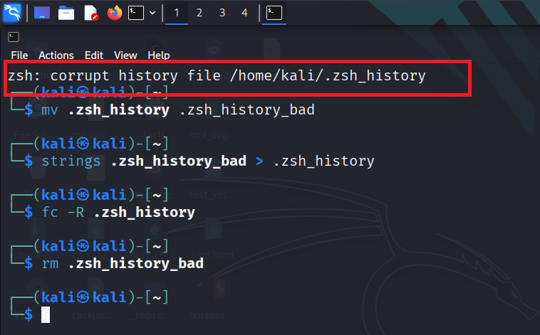 How to fix zsh memory corruption: corrupt history file /home/kali/.zsh ...