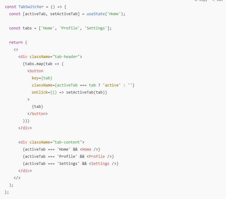 🎯 Day 8 — Build a Tab Switcher Component in React (No Libraries!) | by ...