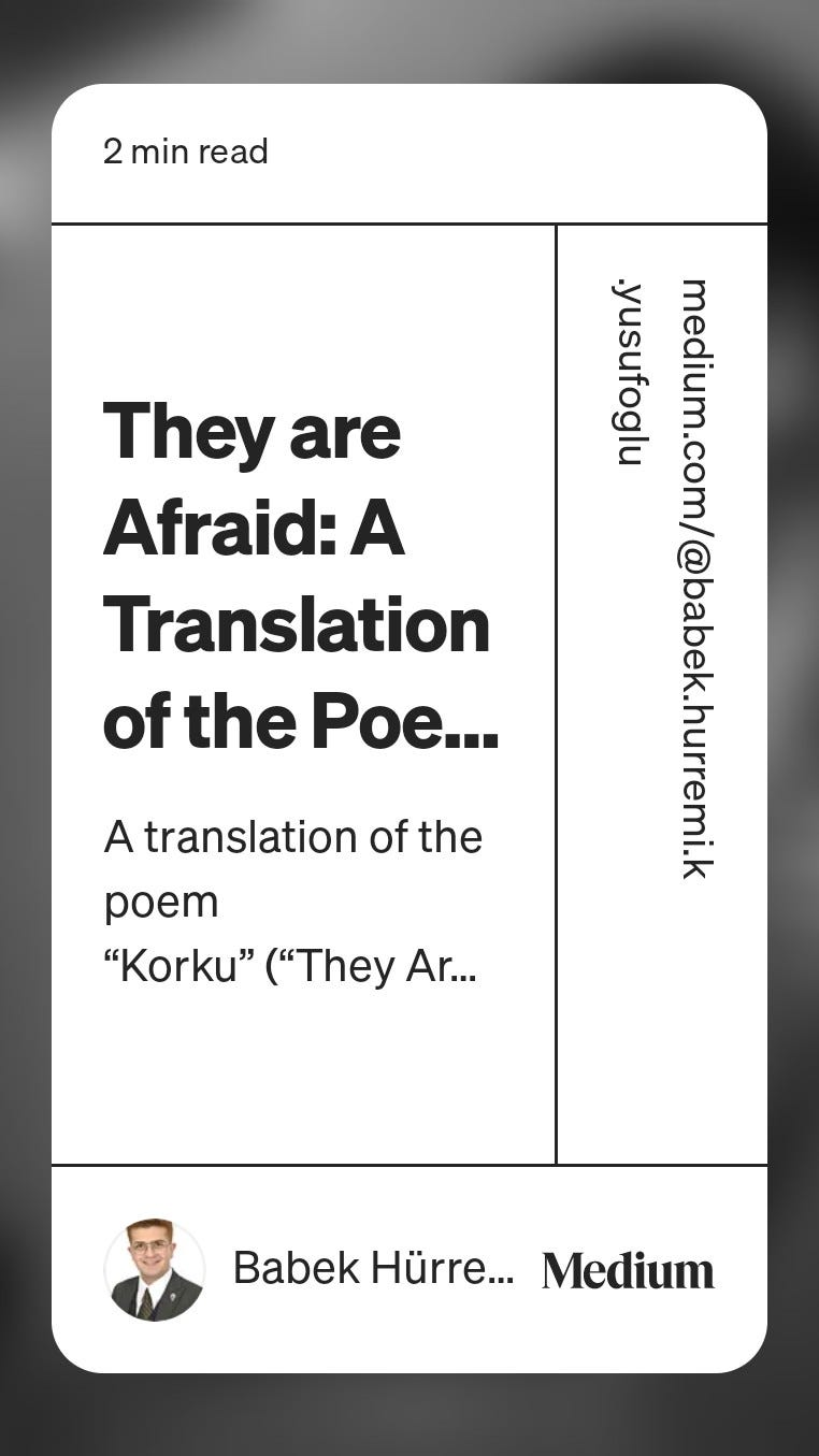 They are Afraid: A Translation of the Poem “Korku” by Nazim Hikmet Ran ...