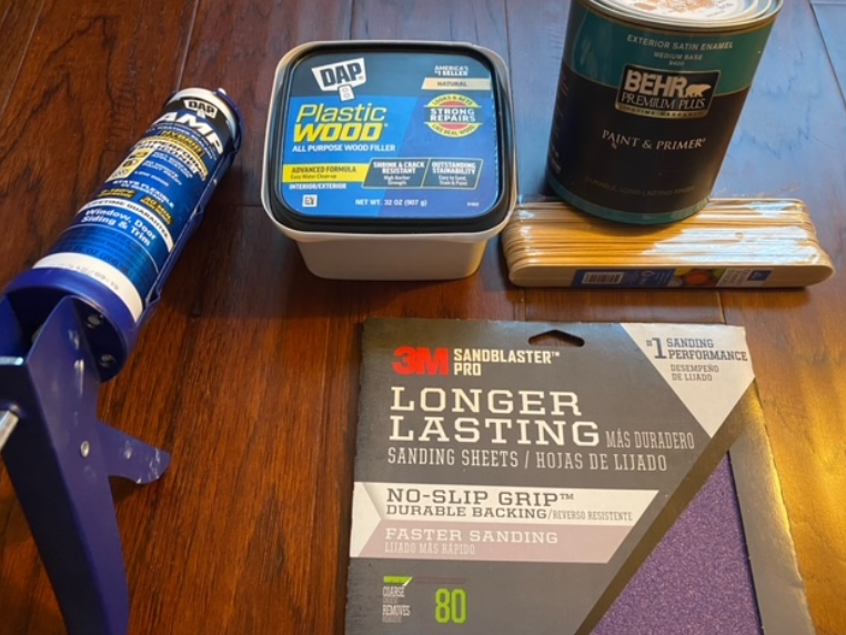 Porch is now 25% wood putty. One way to “fix” rotten wood trim, if ...