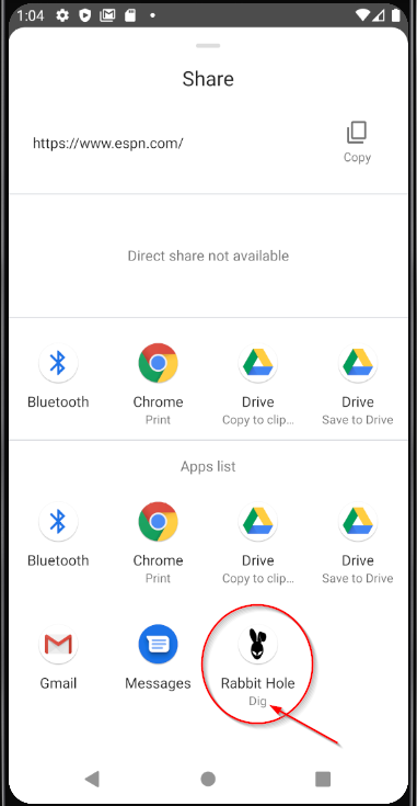 Google Share Menu