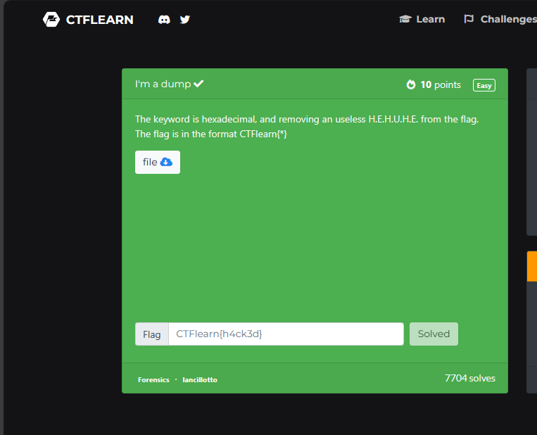 CTFLEARN:I’m a dump. Forensics | by Abdelwahab A. Shandy 🦅 | Medium