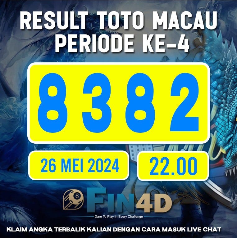TOTO MACAU 4D PERIODE 4 TANGGAL : 26 MEI 2024 SAH DI ANGKA 8 3 8 2 data macau, keluaran macau ...