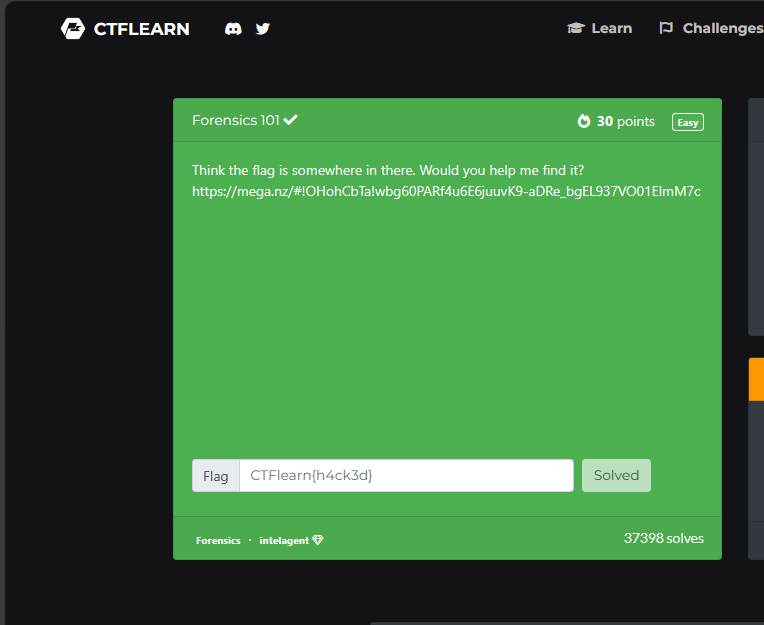 CTFLEARN:Forensics 101 - Abdelwahab A. Shandy 🦅 - Medium