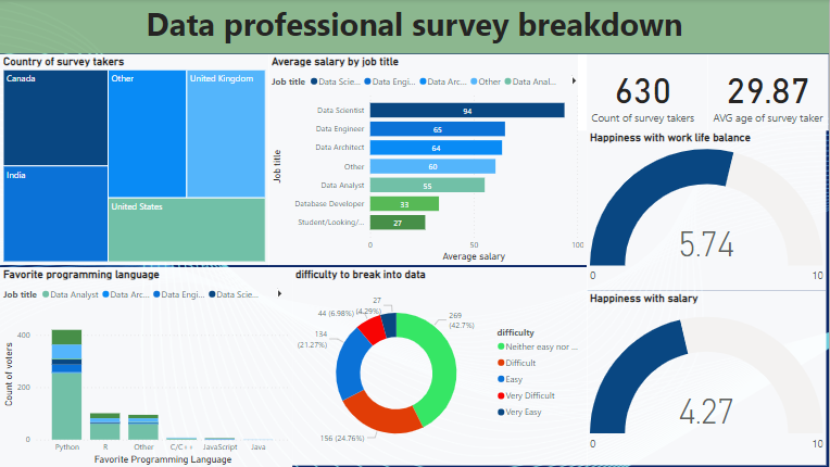 Data professional survey breakdown using power Bi | by Hussain Hussain ...