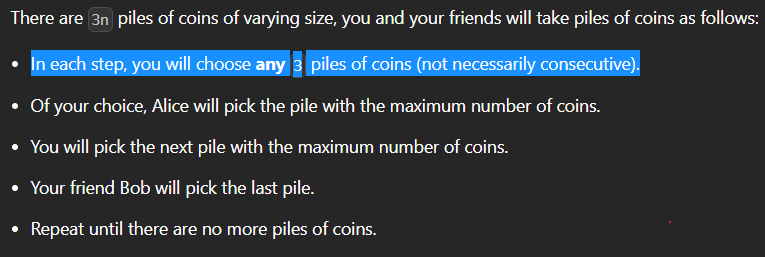 1561. Maximum Number of Coins You Can Get - Trinadh Rayala - Medium