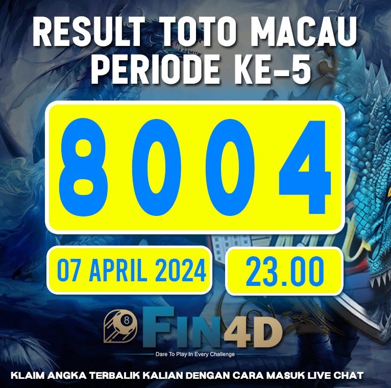 TOTO MACAU 4D PERIODE 5 TANGGAL : 07 APRIL 2024 SAH DI ANGKA 8 0 0 4 data macau, keluaran macau ...