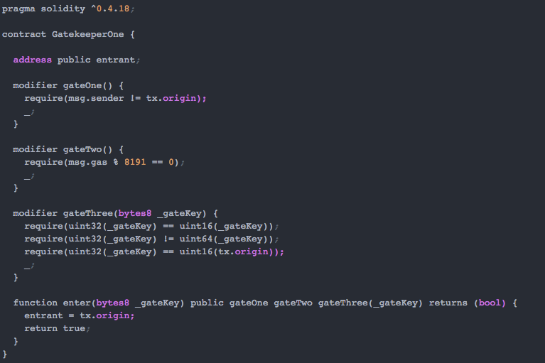 Blockchain CTF write-up: Ethernaut GatekeeperOne level | by Raul Riesco | Coinmonks | Medium