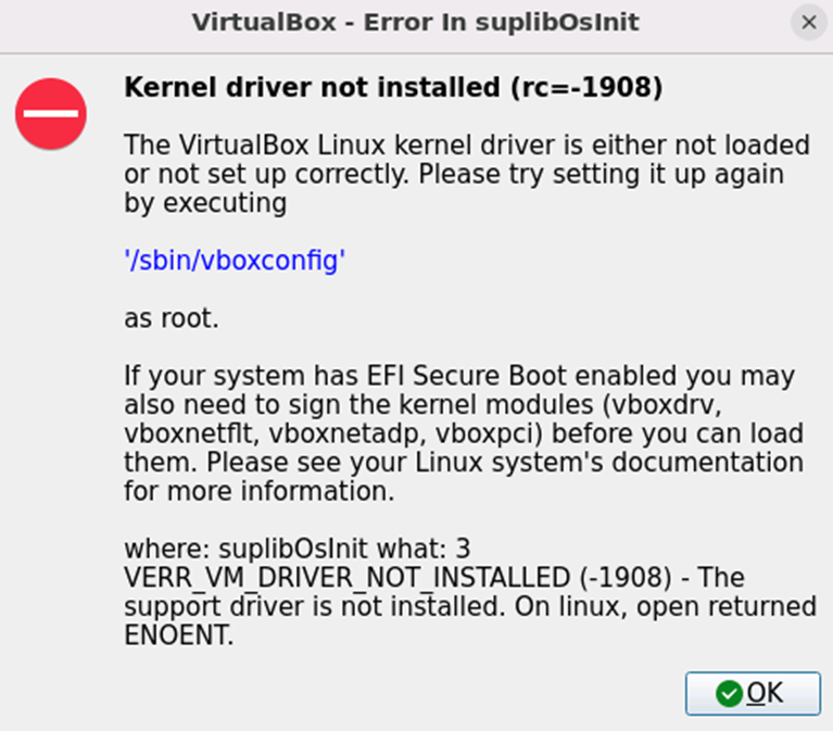 [VirtualBox — Ubuntu]Kernel dirver not installed (rc=-1908) | by Fariss Omar | Medium
