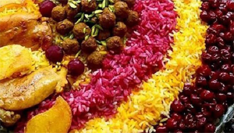 Iranian Albaloo Polo (rice with sour cherry) is a famous Persian food ...