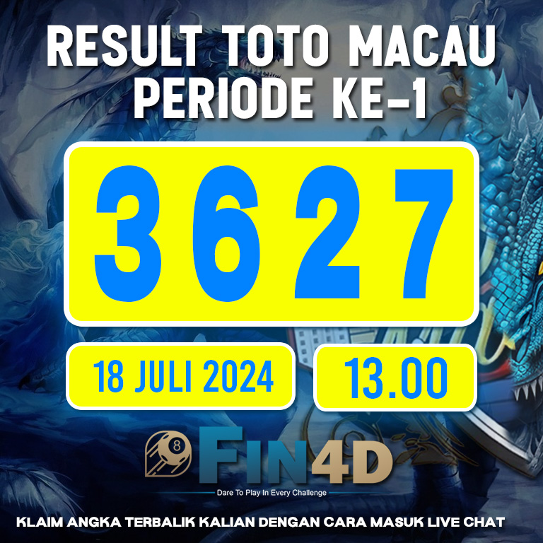 TOTO MACAU 4D PERIODE 1 TANGGAL : 18 JULI 2024 - fin4d official - Medium