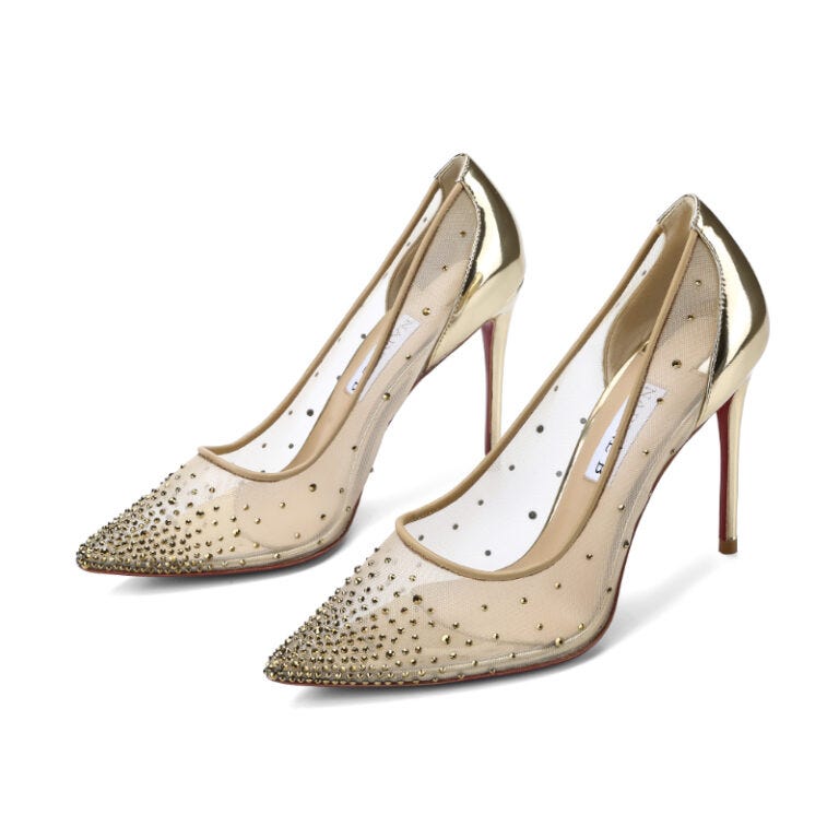 What is the gold pointed-toe iconic heel? | by nadinebshoes Bshoes | Medium